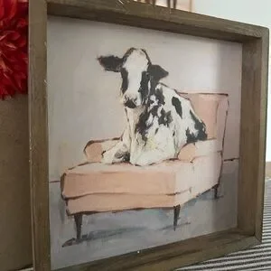 None | Accents | Rustic Framed Cow Art Print | Poshmark